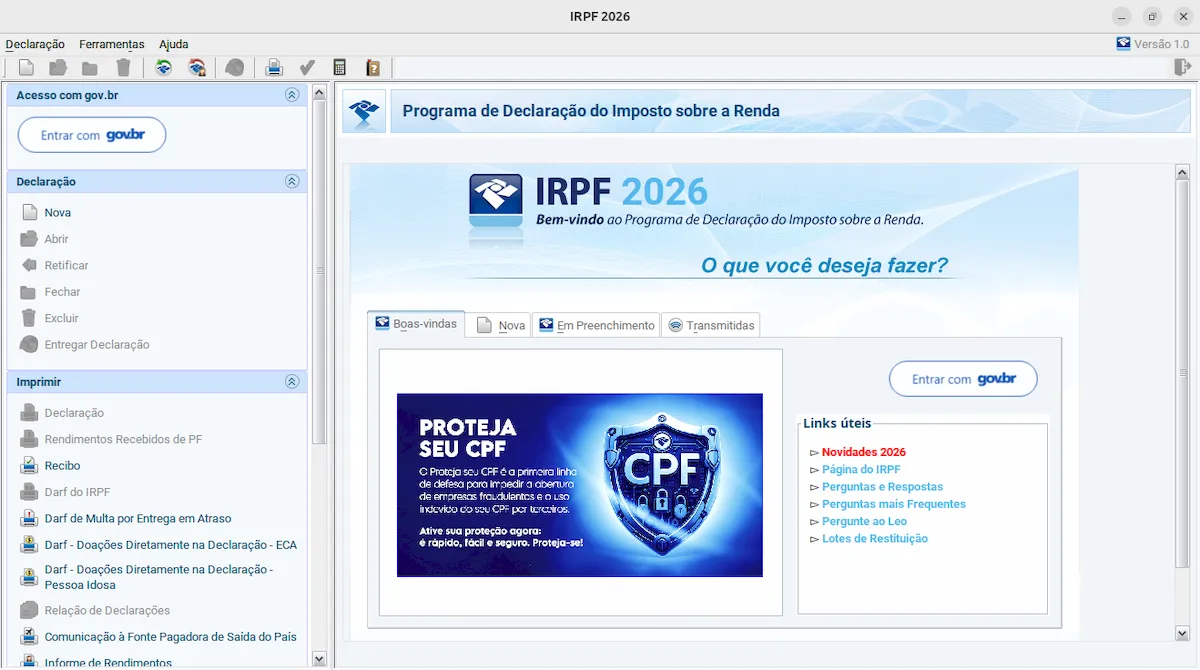 Como instalar o programa IRPF 2026 no Linux via arquivo BIN
